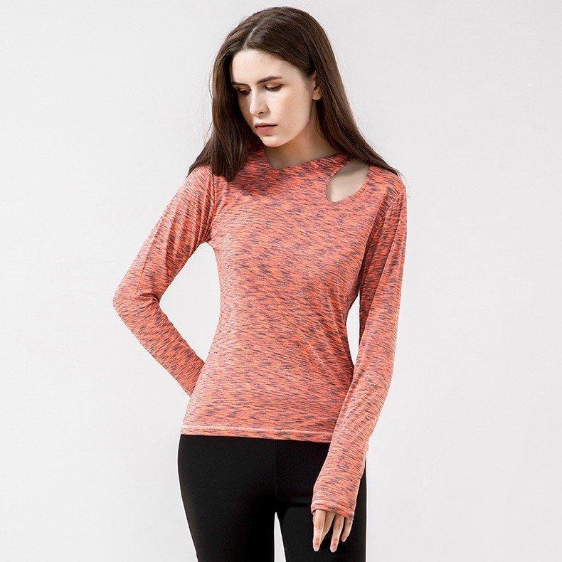 スポーツウェア フィットネスウェア Tシャツ レディース 長袖 穴あき デザイン ストレッチ 通気性 涼しい 速乾性 軽量 薄手 ジム トレーニング ランニング ジャージ トップス【商品内容】長袖Tシャツの単品【色展開】オレンジ、パープル【...