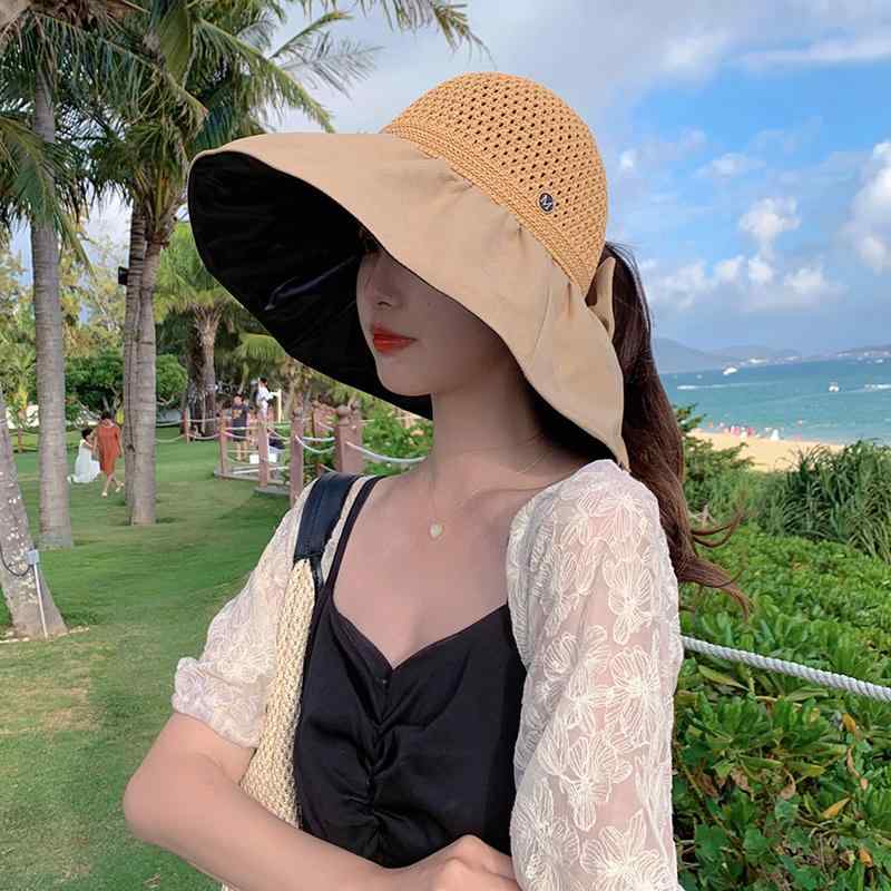 ・カテゴリ: サンバイザー・流行要素: 結び目、自然・帽子のトップ: ラウンドトップ・つばのスタイル: ワイドブリム・カラー展開: カーボンブラック、オフホワイト、カーキ、イエロー、ピンク・機能: UVカット、通気性、防水、防風、遮光、耐熱...