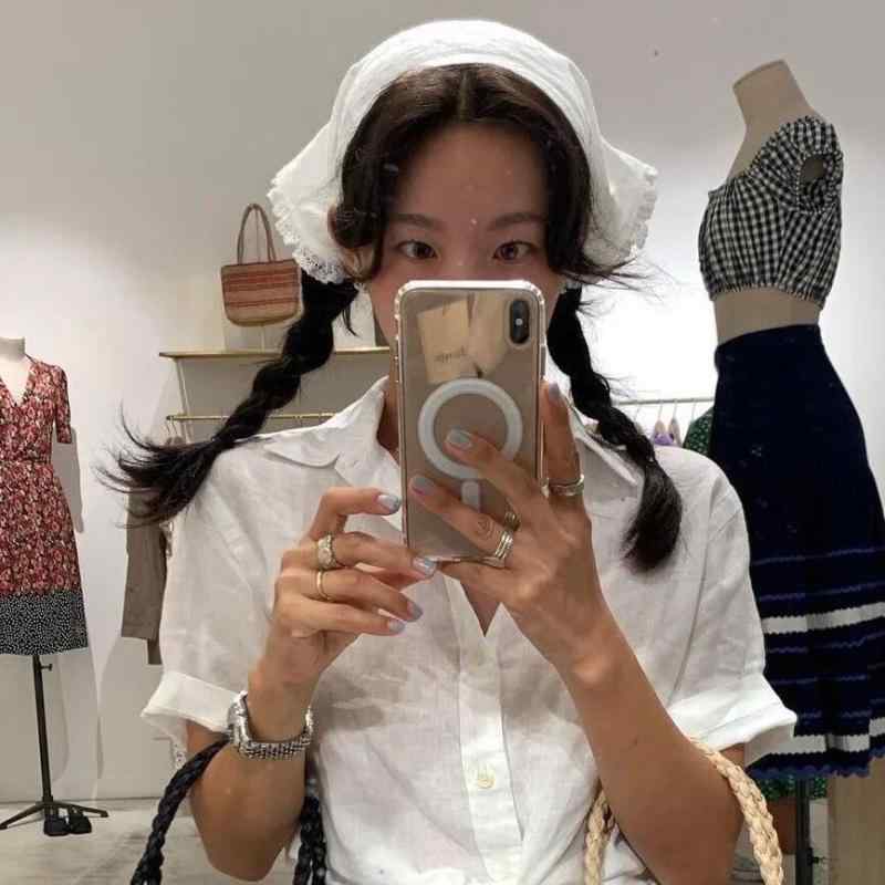 ・カテゴリ: ヘアアクセサリー・スタイル: 韓国風・種類: シルクスカーフヘアバンド・形状: 幾何学模様・デザイン: 、レース・カラー: オフホワイト