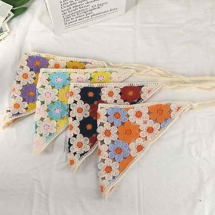 ・性別: 女性・対象: 成人、子供・素材: 毛糸・柄: 花柄・スタイル: ・カラー展開: 黄紫、橙青、紺、青黄・サイズ: フリーサイズ