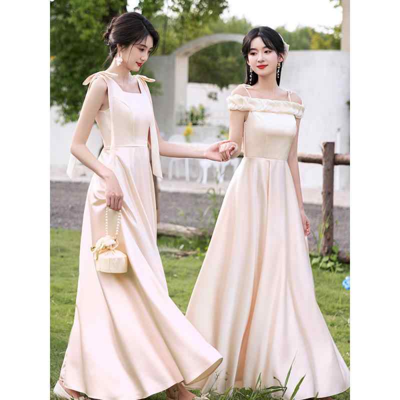 ・カテゴリ: ドレス・主な素材: ポリエステル95%以上・ネックライン: スクエアネック・袖丈: ノースリーブ・カラー展開: シャンパン・サイズ展開: S、M、L、XL、2XL、3XL・スカート丈: ロング丈・裾のスタイル: 小さなトレーン