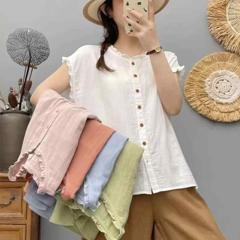 ・カテゴリ: ブラウス・スタイル: アーバン通勤・デザイン: カーディガン風・主な素材: 綿95%以上・柄: 無地・ネックライン: ノーカラー・袖丈: ノースリーブ・袖タイプ: レギュラー・シルエット: レギュラー・着丈: 普通丈 (50c...