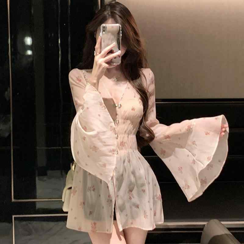 ・カテゴリ: シャツ・タイプ: カーディガン・スタイル: エレガント、セクシー・生地: シフォン・主な素材: スパンデックス30%未満、ポリエステル30%～50%未満・ネックライン: Vネック・袖丈: 長袖・袖タイプ: プリンセススリーブ・...