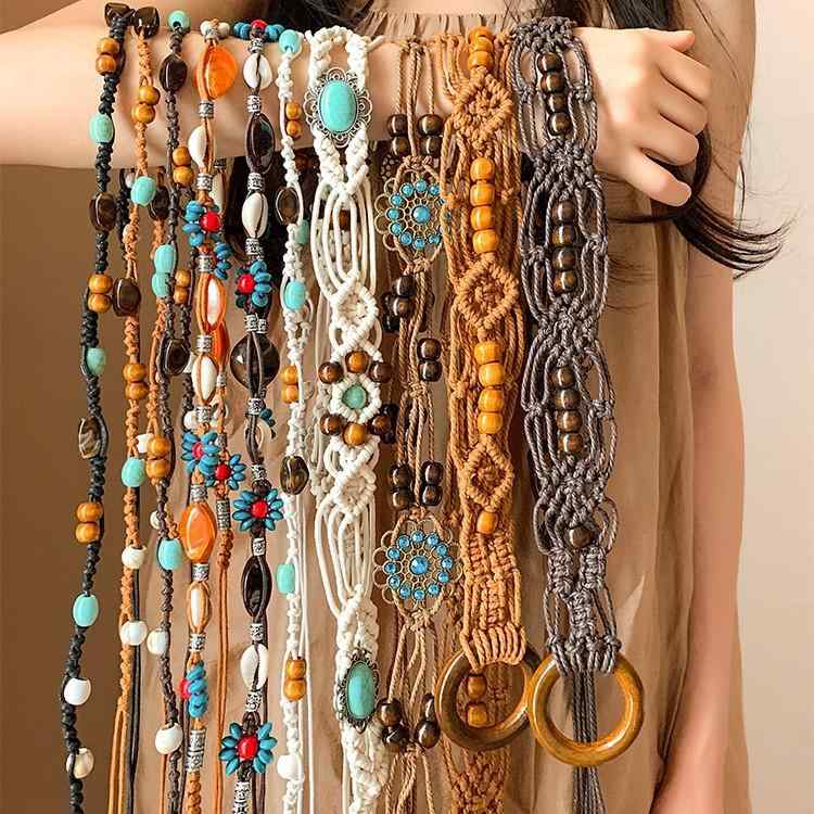 ・バックル素材: 合金・留め具の種類: ピンバックル・カラー展開: ホワイトチャーム、カーキフラワー、ブラウンリング、ダークブラウンリング、白紐カラフルビーズ、茶紐カラフルビーズ、濃茶紐カラフルビーズ、黒紐カラフルビーズ、ブルー小花（黒紐）...