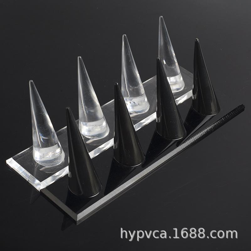 ・カテゴリ: アクセサリースタンド・素材: アクリル・形状: 尖った指型・スタイル: アート風・カラー展開: 透明、ブラック・対応リング数: 1本、2本、4本、6本・台座厚み: 4mm、8mm