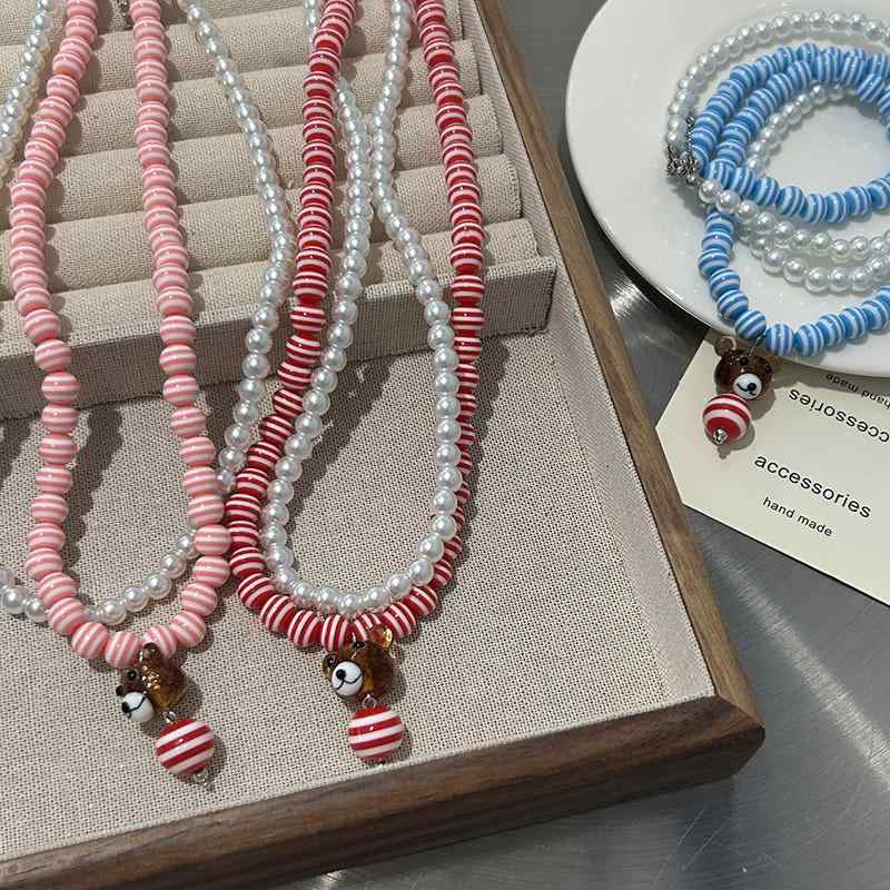 ・カテゴリ: ネックレス・主な素材: ガラス・ペンダント素材: ガラス・加工方法: 手作り・モチーフ: 動物・特徴: クマ・チェーンスタイル: 鎖骨チェーン・デザイン: 多層・長さ: 31cm～40cm・スタイル: 韓国風・スタイル分類: ...