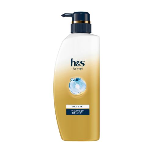 hs for men(エイチアンドエスフォーメン) ゴールド 2イン1 薬用シャンプー ポンプ 350mL リンス不要1本で完結！毛髪保護成分最高レベル配合 (*hs for men製品内) 6つの悩みにアプローチ：かゆみ・におい・フケ・乾...