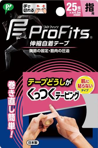 商品サイズ (幅×奥行×高さ) :8.6×3.0×13cm 原産国:日本 内容量:1個 材質:綿、ポリウレタン、天然ゴムラテックス関連キーワード：ピップスポーツ プロ フィッツ くっつくテーピング 伸縮 自着 指用 25mm