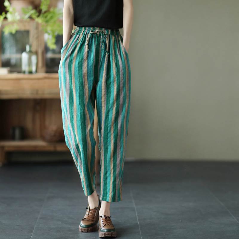ストライプデザインが可愛いパンツです。ウエストゴムで履きやすい。アンクル丈で涼し気です。色展開 ブルー グリーンサイズ M L XLサイズ(cm)M /パンツ丈 85 /ウエスト 56〜98 /ヒップ 110L /パンツ丈 86 /ウエスト...