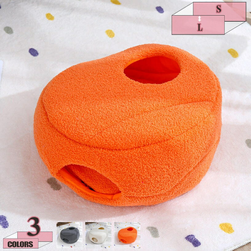 表地素材：パイル地内部素材：パイル地詰め物素材：PP綿【保温防寒設計】丸く可愛い「ドームベッド」、体を覆うペットベッドは、中の温かさを保ちつつ、ワンチャン・ねこちゃんを優しく包みます。猫の習性で、ドーム型猫ベッドの入口の開口部が小さく設計さ...