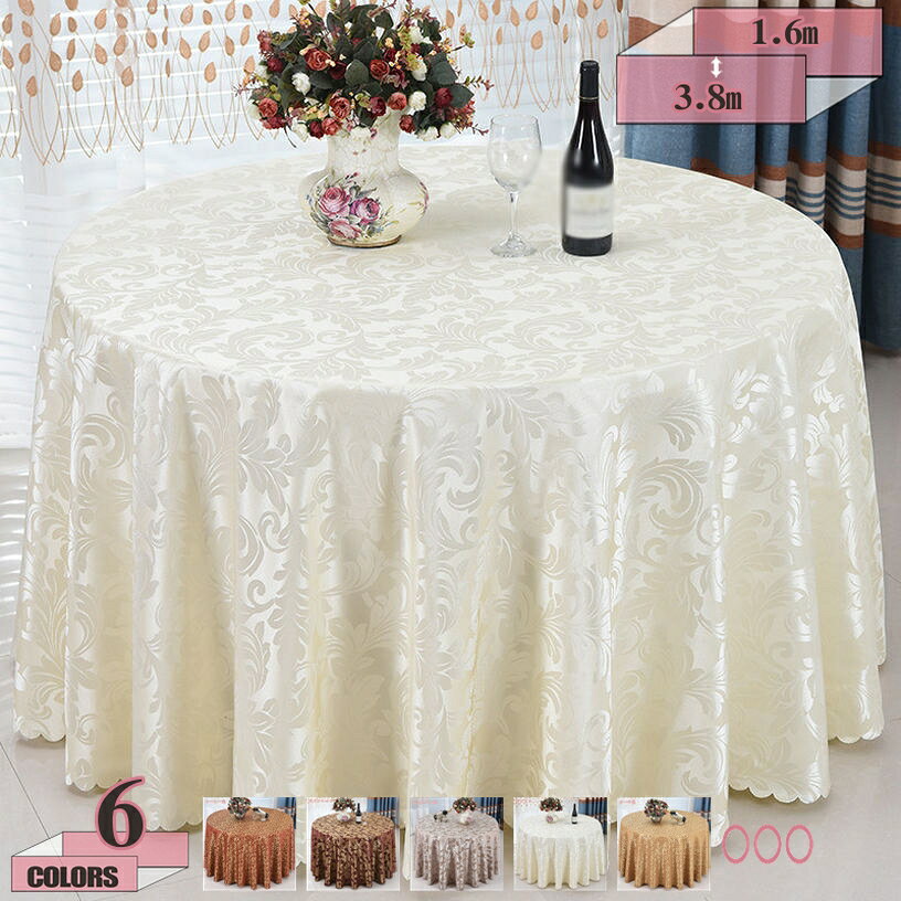 メイン素材：ポリエステル【商品詳細】サイズ: （円形テーブルクロス）1.6m/1.8m/2.0m/2.2m/2.4m/2.6m/2.8m/3.0m/3.2m/3.4m/3.6m/3.8m。テーブルサイズより40-60cm、大きいテーブルクロ...