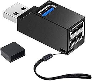 USBハブ 3ポート 超小型 USB3.0＋USB2.0コンボハブ バスパワー ポート拡張 usbハブ USBポート 高速 軽量 携帯便利 ブラック (1個セット)幅広い互換性：USBデバイスはすべて使用可能，プリンタ/USBメモリ/USB...