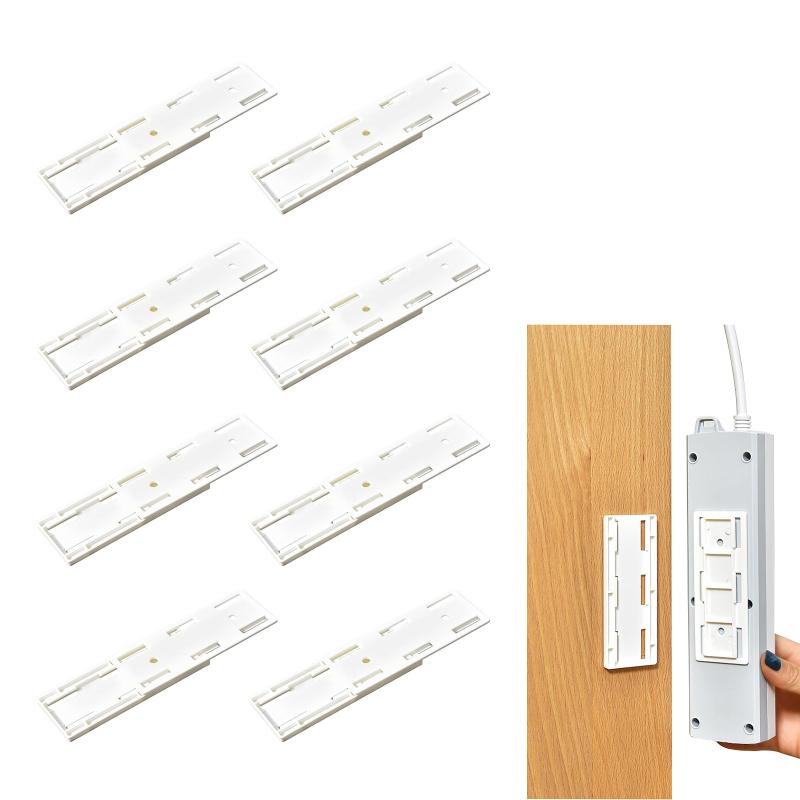Coollooda 電源タップ 固定ホルダー (8個セット) 電源タップ固定器 ルーター固定器 コンセント固定ホルダー 壁掛け 強力粘着 挿入タイプ 穴あけ＆ネジ止め不要 移動可能 取り付け簡単 収納整【柔軟なスライドオン/オフ設計】：電源...