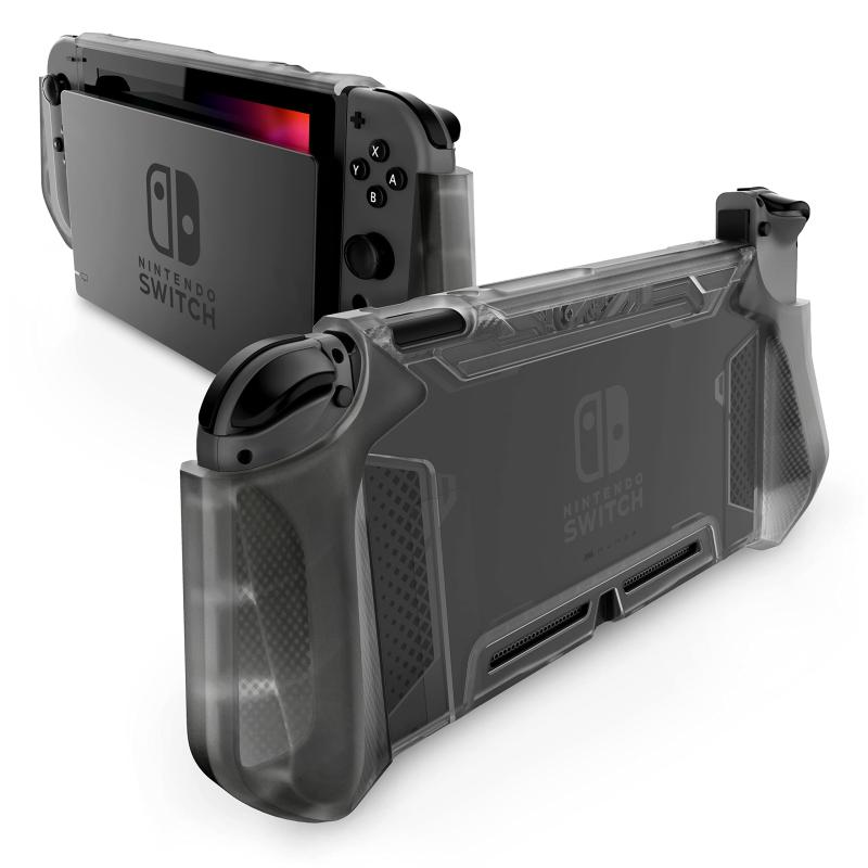 Mumba Nintendo Switch 用 ケース TPUグリップ 保護カバー ドッキング可能 アクセサリー Nintendo SwitchとJoy-Con コントローラー対応 [Blade シリーズ] (透明黒, Nintendo S...