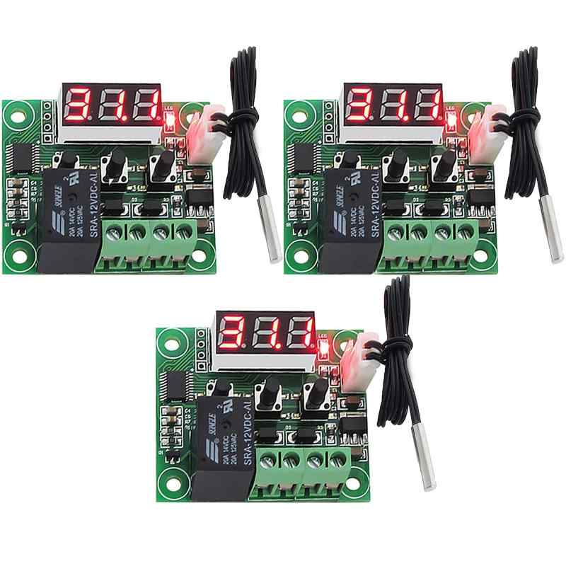 LIANHATA 温度熱センサスイッチ 3個セット W1209 -50～110℃ 防水センサープローブ付 DC 12V サーモスタット ±0.1℃高精度加熱冷却制御スイッチ デジタル温度コントローラー【サイズ】48.5*40.1*15.8m...