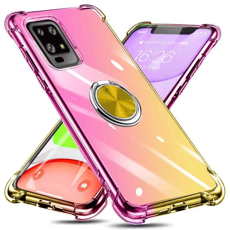Aquos Zero6 ケース リング付き クリア TPU グラデーション色 SH-51B 携帯カバー 耐衝撃 透明 車載ホルダー対応 一体型 落下防止 防塵 変形防止 全面保護 アクオス Zero6 カバー W-CSZH-30-Zero6...