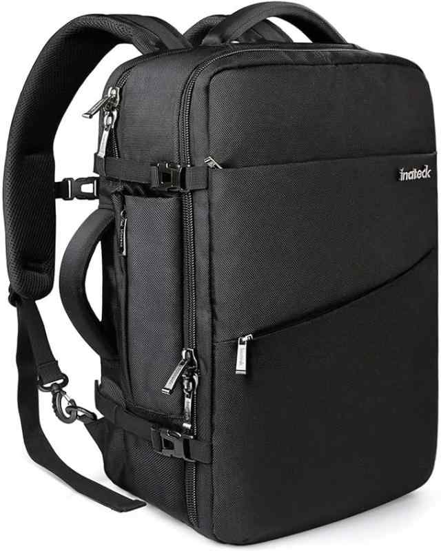 [Inateck] 40L 旅行 リュック 大容量 3way バックパック 機内持ち込み 収納力 出張 軽い 盗難防止 撥水加工 15.6-17インチPC バッグ 男女兼用 通勤 通学 人気 耐衝撃 おしゃれ ブラック超大容量 ビジネス 旅...