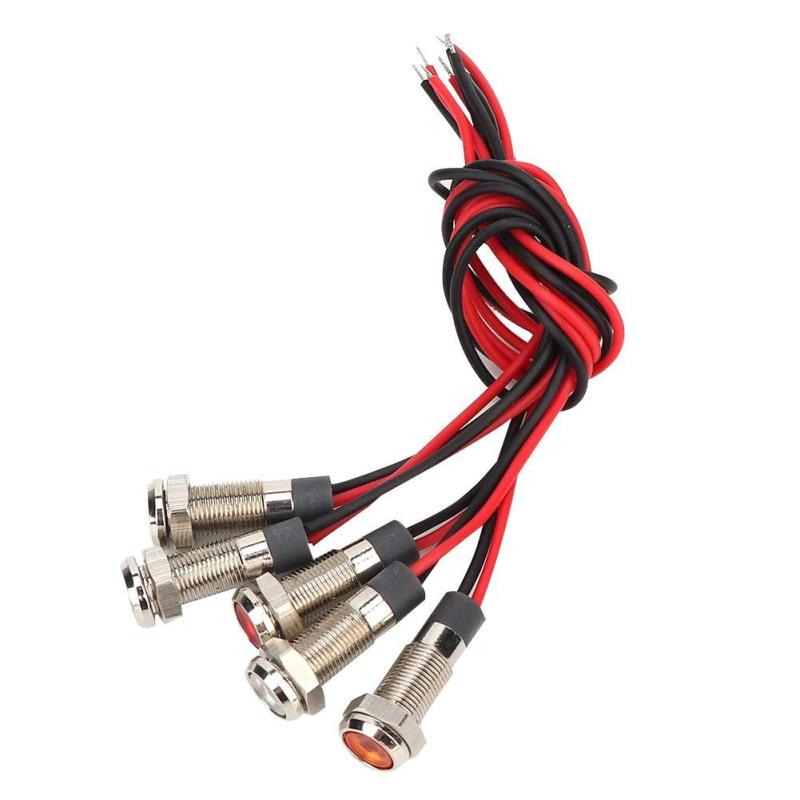 インジケーターランプ LED 高輝度 IP66防水 パイロットランプ 6mm 1NO 赤/緑/白/青/黄色 5個入り 金属製 (DC 3-6V)色：レッド/グリーン/イエロー/ブルー/ホワイト定格電圧：DC3～6V、DC12～24V定格電流...