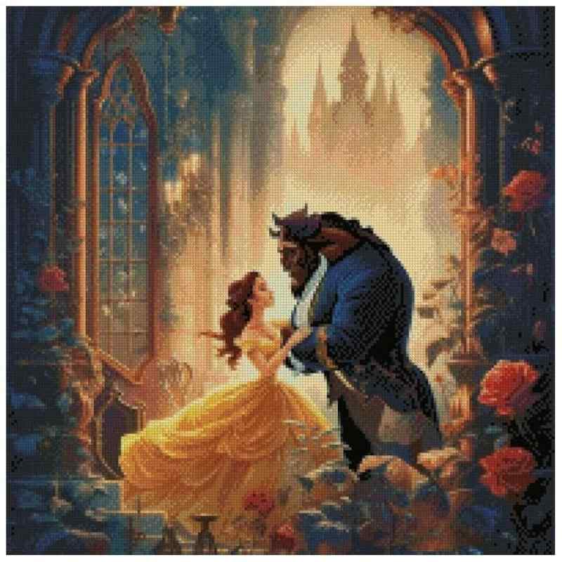 max stitch design Dancing, Beauty and Beast クロスステッチキット 14カウント 綿100% 200x200ステッチ 37x37cm アドバンスクロスステッチキットダンス、美女と野獣のクロスステッチ...
