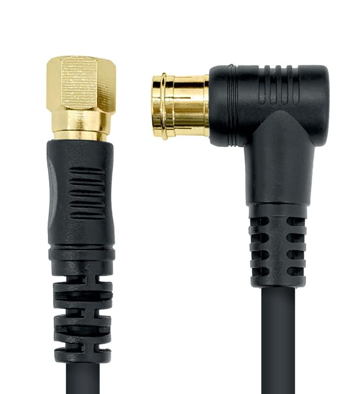 4K8K放送対応 アンテナケーブル ホワイト/ブラック S4CFBAL 4C同軸ケーブル L型プラグ (差込式) - ストレートプラグ (差込式)