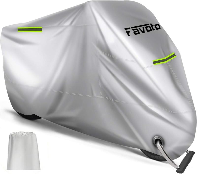 Favoto バイクカバー 防水 防雪 防塵 防風 紫外線防止 UVカット オックスフォード生地 丈夫 盗難防止[ Uiversal Fit ] – Favotoのオートバイカバーはユニバーサルで、さまざまなオートバイに適合します。 さまざ...