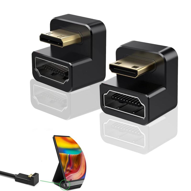 RuiMi 180度角ミニHDMI-HDTV変換アダプタ U字型 48Gbps Mini HDMI2.1金メッキアダプター 8K@60Hz 4K@120Hz 対応：HDTV、PS5、ラップトップ、モニター、テレビボックス用延長アダプタ (下...