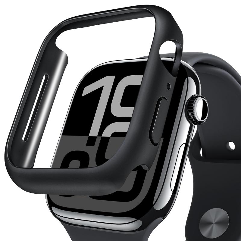 NIMASO Apple Watch Series 10 46mm 用 ケース スリム 軽量 アップルウォッチ10 46mm 対応 apple watch 10 ケース 保護カバー 側面 衝撃防止 液晶部分覆わないタイプ ブラック（黒羽シリ...
