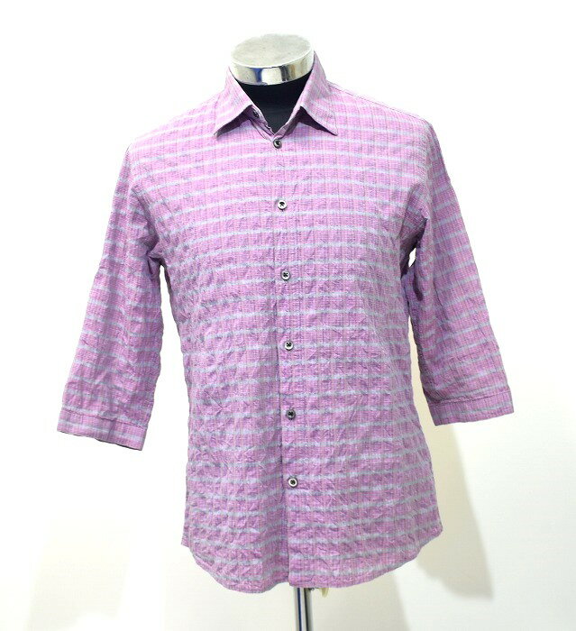 商品名 SLOWGUN（スロウガン）× BARNEYS NEW YORK （バーニーズ）7分袖 チェック シャツ カラー ピンク/グレー 素材 コットン99％ポリウレタン1％ サイズ 3 (サイズ詳細は sizeをご参照 ください) 実寸サ...