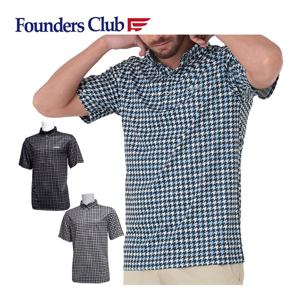 FoundersClub ファウンダース クラブ ゴルフ おすすめ オススメ ゴルフ用品 男性 メンズ WEAR ウエア ゴルフウエア アパレル 洋服 トップス 半袖 半そで ショートスリーブ ポロ シャツ ボタンダウン 千鳥格子 総柄 ハ...