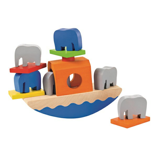●●●バランスぞうさん●●● ゆらゆらと揺れる船の上に、ぞうさん達が乗り込みます。片側にばかり積み上げると、崩れてしまいます。シンプルなバランス遊びに、色板が加わることで、積み上げ方に工夫が生まれる2歳前後のお子様のプレゼントにお勧めのおも...