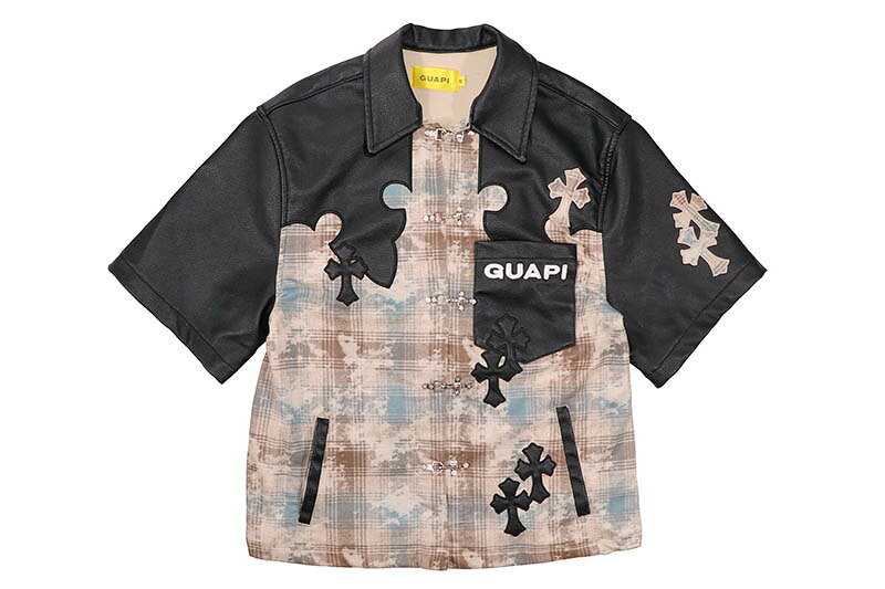 ★商品説明★ スタイル ショートスリーブシャツ 素材 PU : 60% PU / 40% POLYESTER FABRIC : 98% COTTON / 20% POLYESTER サイズ ●S ┣着丈:70cm ┣身幅:61cm ┗袖丈:...