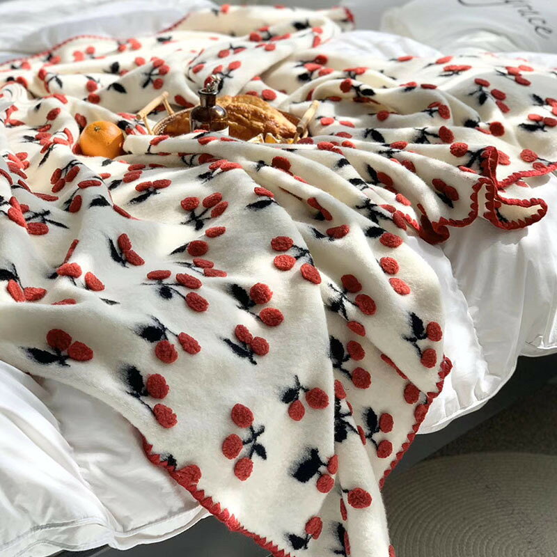 .毛布 おすすめ ブランケット 150*200cm シングル チェリー かわいい あったか 暖かい 洗える 掛毛布 掛け布団 きれいめ もうふ おしゃれ な使い方に対応した一枚です。春夏秋冬 使いやすく、ベッド 寝具 くつろぎ 時間にも活躍...