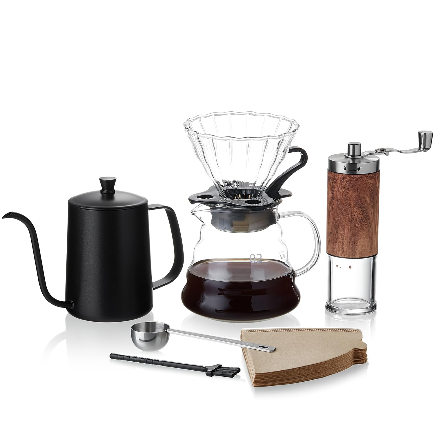 商品の特徴完全なハンドドリップコーヒーセット:6点セットのハンドドリップコーヒーには、完璧なドリップコーヒー体験に必要なものがすべて含まれています:500mlのコーヒーサーバー、手挽きコーヒーミル、600mlのドリップケトル、V60コーヒー...