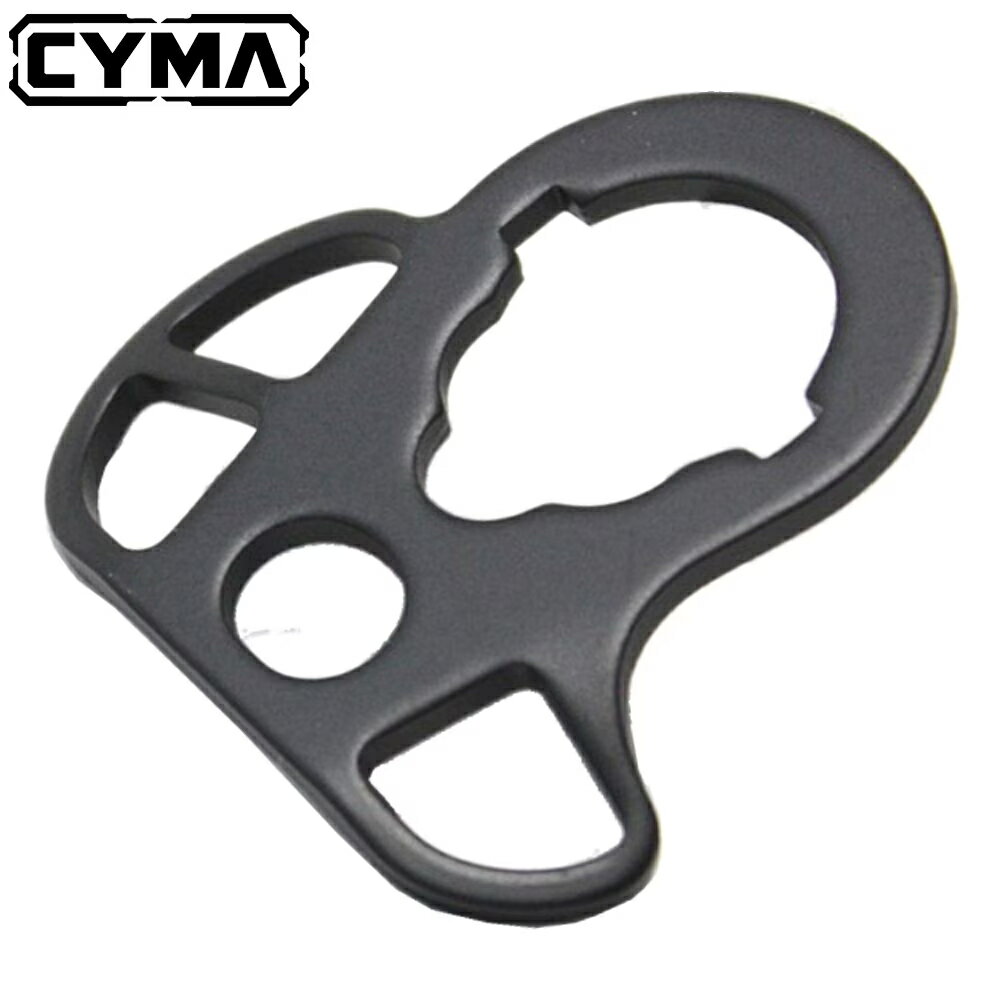 商品詳細 ■メーカー：CYMA ■材質：アルミ合金 ■重さ：25g ■サイズ：全長:約55mm、全厚:約3mm ■対応：スタンダートな造りの電動M16/M4系本体 電動M16/M4用CQDタイプのスリングアダプターになります。 ロアフレーム...