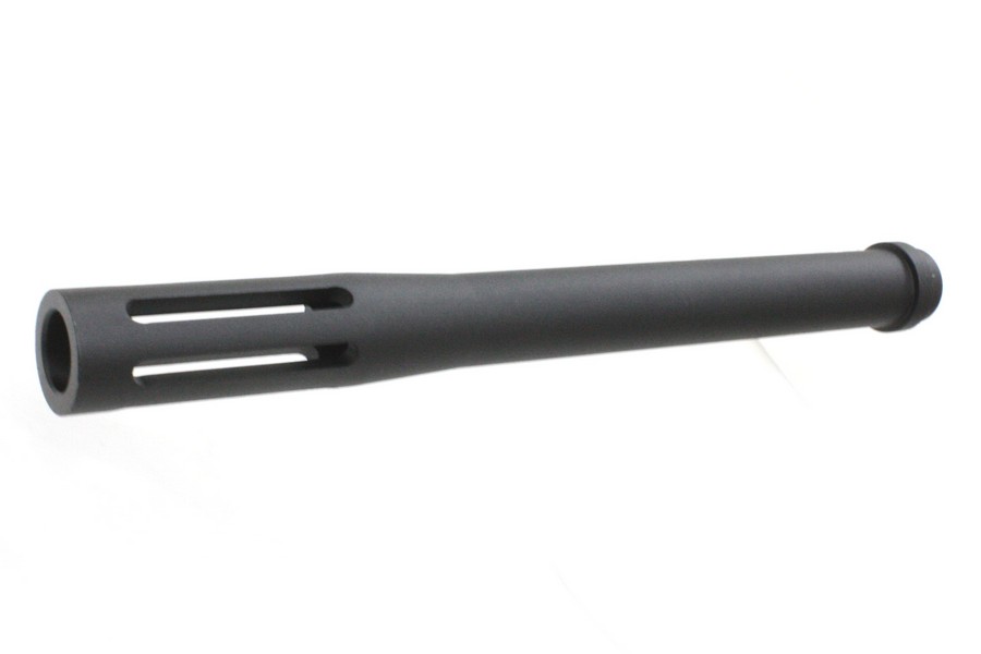 商品詳細 ・メーカー：CYMA ・材質：アルミ合金 ・重さ：93g ・サイズ：全長:約216mm、直径:約21mm ・対応：14mm逆ネジ仕様の各種本体 （詳細） P-90を民間仕様のPS90風の外見にすることができるエクステンションバレル...