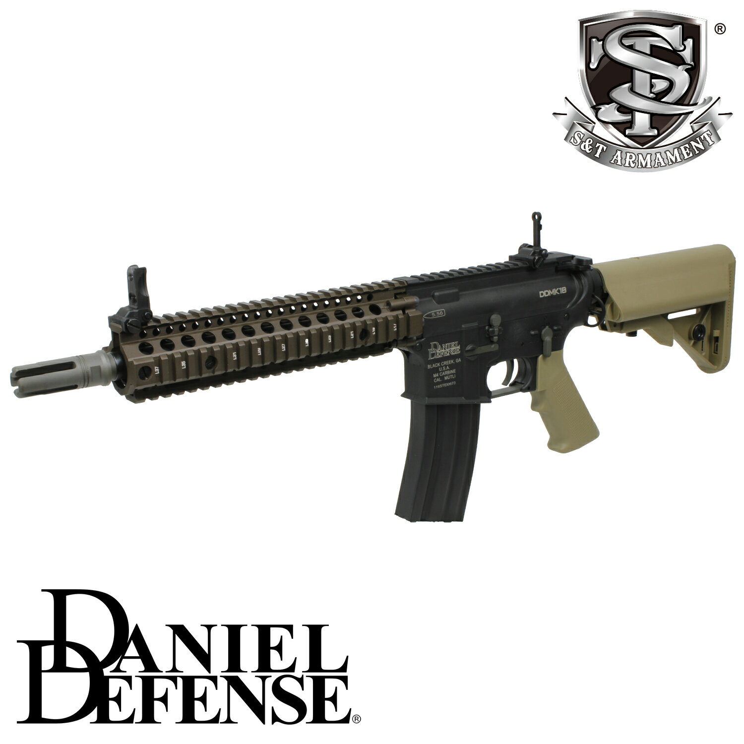 商品詳細 ※こちらはDANIEL DEFENSE/EMGライセンスとなります。 （チャレンジャーラインシリーズ） 従来のスポーツラインシリーズとは違いRAS部分が金属にグレードアップ。 拡張性に優れた4面レイル（20mm）で、フォアグリップ...