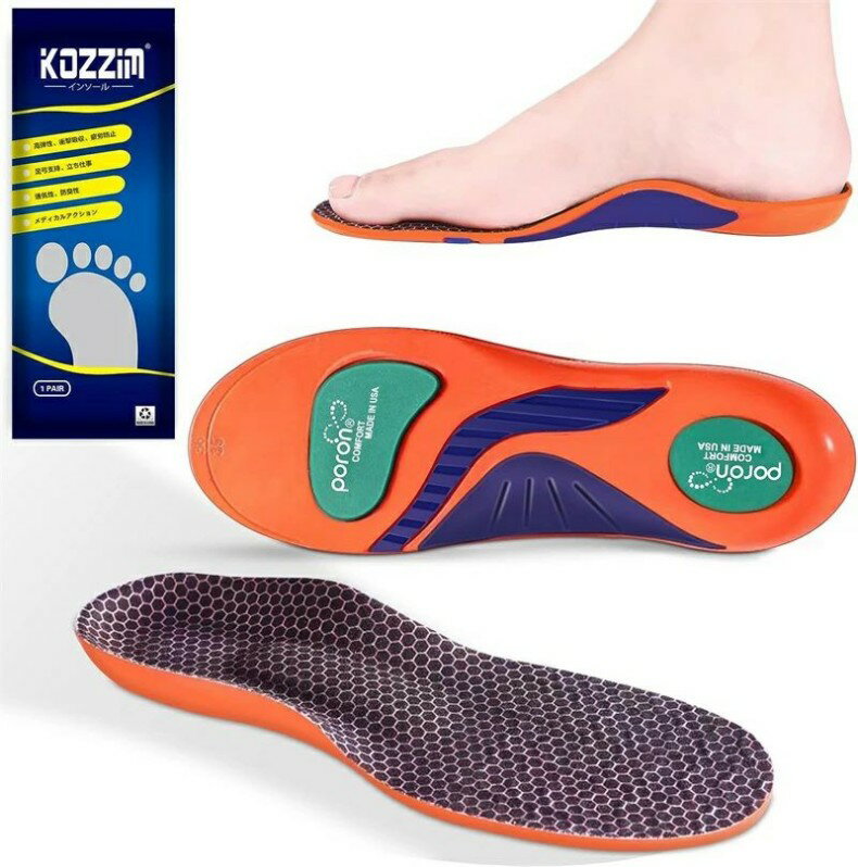 全体的に高品質で柔らかなPU素材を使用しており、その特性により足底筋膜炎や長時間の足の運動による痛みを効果的に軽減します。 また、優れたPU素材は高い吸湿性と通気性を備えており、足の滑りを防ぎ、細菌の繁殖を防止すると同時に、足を常に快適で乾...