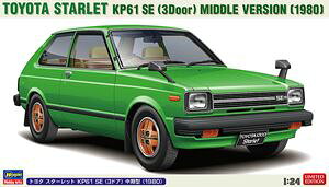 1/24 トヨタ スターレット KP61 SE 3ドア チュウキガタ 1980カープラモデル発売日2025/6/30詳しい納期他、ご注文時はご利用案内・返品のページをご確認ください関連キーワード1/24自動車シリーズハセガワカーモデルTOY...