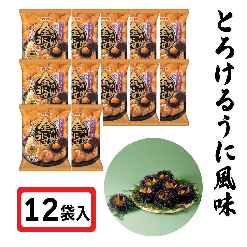 ★当店限定！クーポン祭開催中★ ホンダ製菓 金のうにせん せんべい 45g 12個セット 国産米・米油 100％ うにダレ 赤穂の塩 ウニ うに味 煎餅 徳用 まとめ買い 「金のうにせん せんべい 」 SI 送料無料 後引く味わい♪とろける...