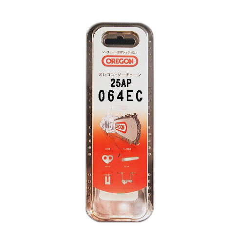 保守の簡単な高性能チェーン OREGON（オレゴン）純正 ソーチェン 替え刃 25AP-64EC 【商品 特長】 マイクロチゼルカッターはチゼルチェーンのもつ高性能はそのままに、 保守の容易さ（保守の頻度や程度が少なくて済む）に 大きな特長...