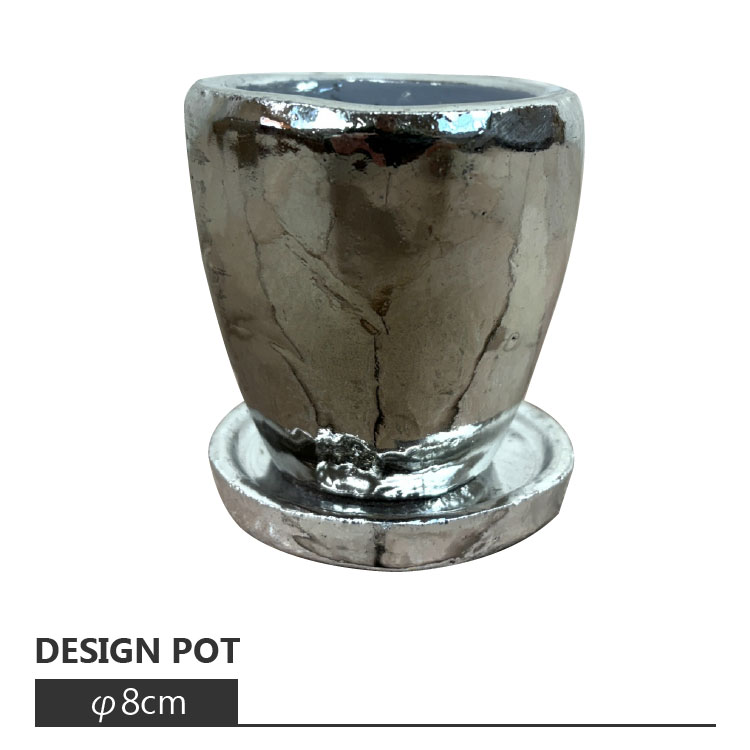 商品のポイント ギラギラしたシルバーの陶器鉢！ 焼きもの特有のカッチリとした質感が際立つ植木鉢。珍しい光沢のあるシルバーで珍しいアイテムです。高級感タップリでお気に入りの植物を引き立ててくれるでしょう。 定番のシリンダータイプとスクエアをご...