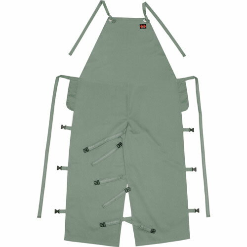 特長：高い防炎性能を有しています。洗濯しても防炎効果が持続します。静電気が発生しにくいです。用途：溶接、溶断、火気のある現場に。仕様：色：アースグリーンサイズ：Fタイプ：防炎全長(mm)：1250幅(mm)：600JIS L 1091 E法...