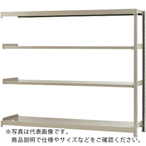 特長：ボルトレスで組立が簡単しかも1段／耐荷重が150kgで連結での増設可能なラックです。仕様：間口(mm)：1800奥行(mm)：300高さ(mm)：1500色：アイボリー棚段数(段)：4均等積載量(kg/段)：150最大積載量(kg/台...
