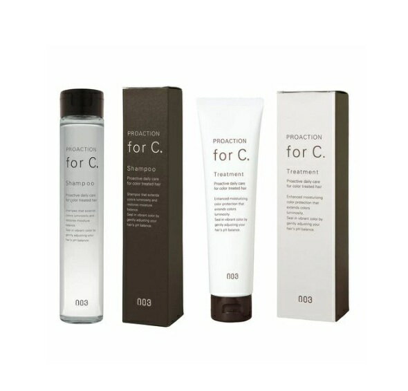 カラー後のデリケートな髪へ きれいな色と髪のために、褪色を抑え、 コンディションを整える集中ケアを。 PROACTION forC.はカラーリング直後の1週間、使い続けていただくヘアケアライン。 褪色を抑えながらやさしく洗い上げ、髪のコンデ...