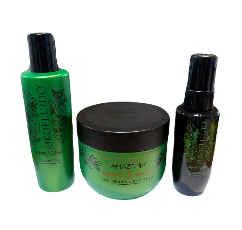 【セット内容】 　オロフルイド アマゾニア　シャンプー 200mlx1 　オロフルイド アマゾニア　マスク500mlx1 　リペアニング バーム 100mlx1 【熱帯雨林を由来とするパワフルな天然成分】 サチャインチオイル 髪のCMCに親...