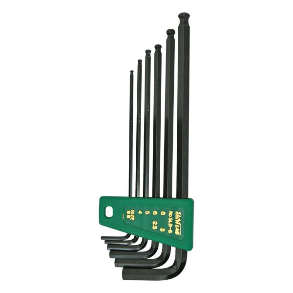ボールポイントの先端加工により、障害物を避け斜めからでも連続してまわせます。 軸全体が六角軸なので、使いすぎで先端が磨耗した場合でも、切断することにより六角レンチとして使用出来ます。 [仕様] セット内容(本)：6 対辺寸法(mm)：2.5...