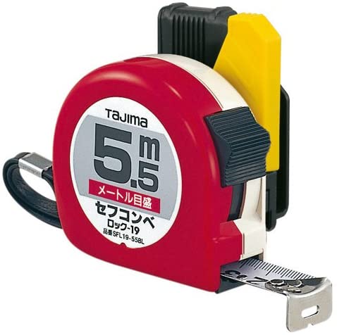 ●片手で簡単脱着できる、落下防止用ベルトホルダー付 ●テープを固定できる、ロックタイプ ●0点補正移動爪 ●ショックアブソーバー付 [仕様] 目盛仕様：メートル目盛、JIS1級、両面目盛 テープ幅：19mm テープ長さ：5.5m ヨンゴーゴ...