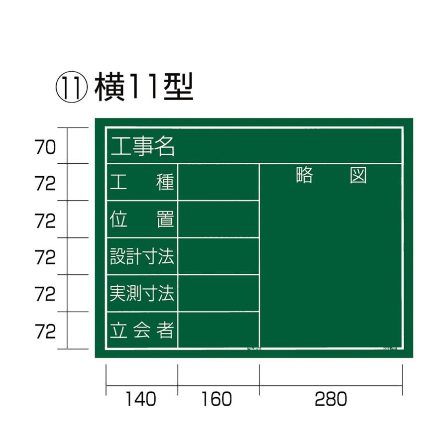 ●新書体「鮮写文字」採用 [仕様] 表示内容　工事名　工種　位置　設計寸法　実測寸法　立会者　略図 写りが鮮明な白線表示 チョーク2本・黒板消し・スタンド(カバー付) 全商品暗線入り [材質] 本体：木製