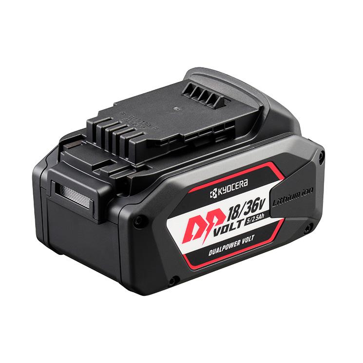 Dual（デュアル）Power Volt電池は、36Vと18Vの商品本体どちらでも使用できます。 ＜電池容量＞ 36V：2,500mAh（2.5Ah） 18V：5,000mAh（5.0Ah） ◆以下の充電式集じん丸ノコに使用する場合、最大切...