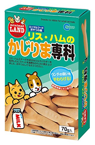 かじることで歯の伸びすぎを防ぐビスケットです。カルシウムが補給できる固めのビスケットです。原材料：小麦粉、砂糖、ショートニング、ホエイパウダー（乳製品）、ブドウ糖果糖液糖、食塩、米胚芽、大豆醗酵抽出物、炭酸Ca、膨張剤。